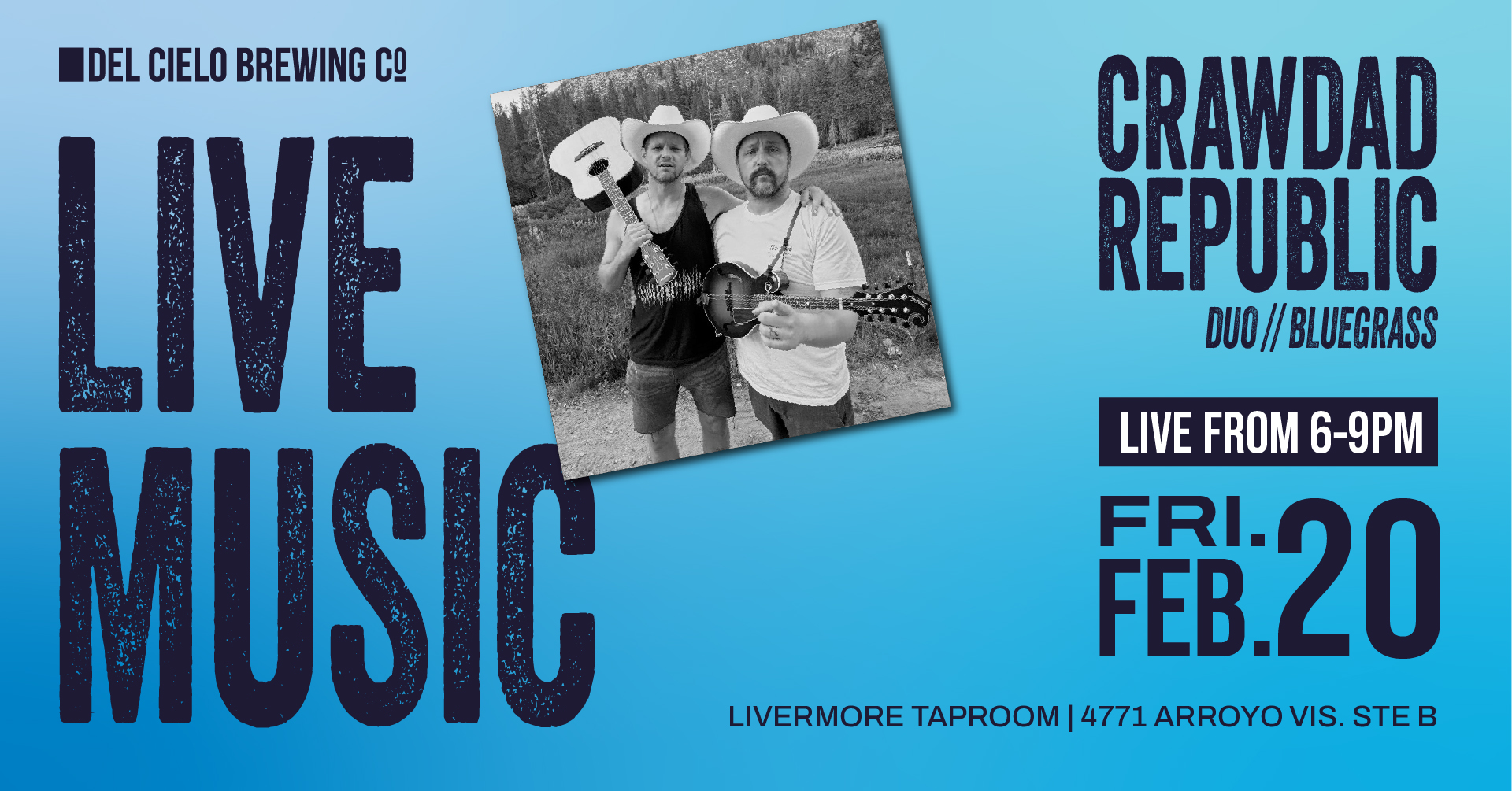 Live Music // Crawdad Republic Duo – LVM – Del Cielo Brewing